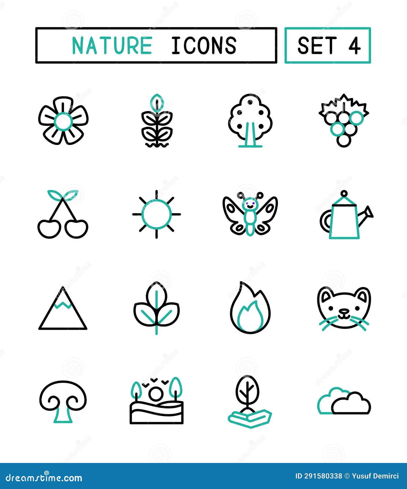 Set of Nature and Environment Icons Stock Vector - Illustration of ...