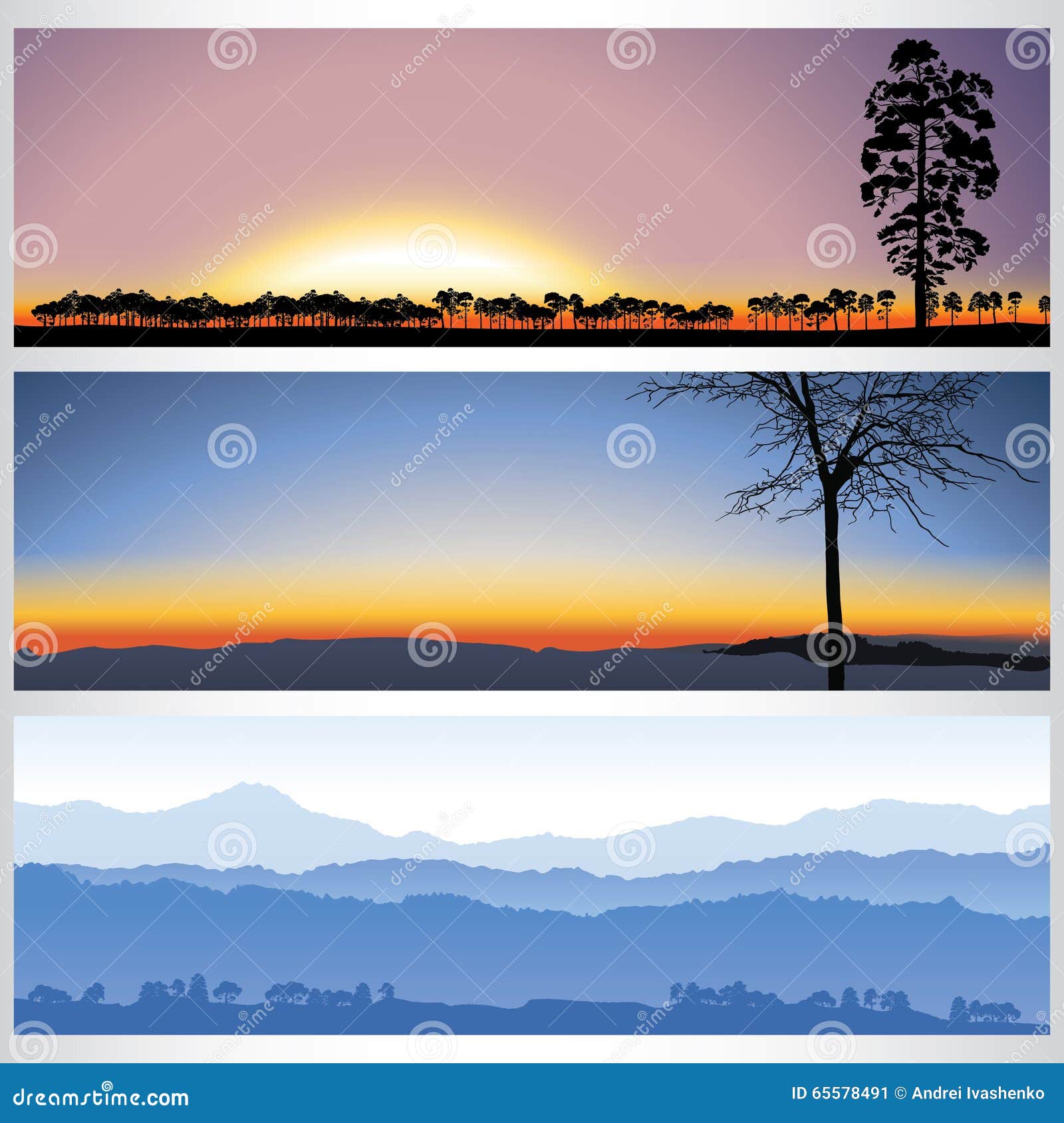 Set of Nature Forest Banners Stock Vector - Illustration of design ...
