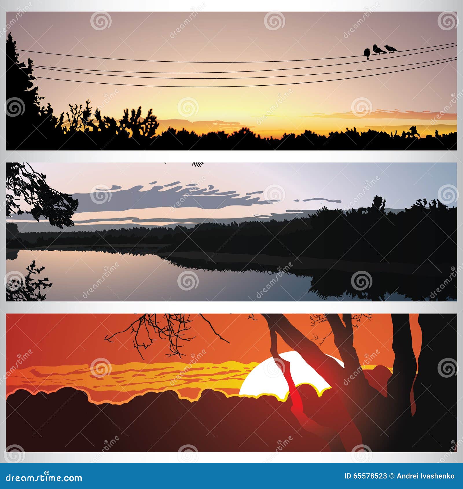 Set of Nature Forest Banners Stock Vector - Illustration of outdoors ...