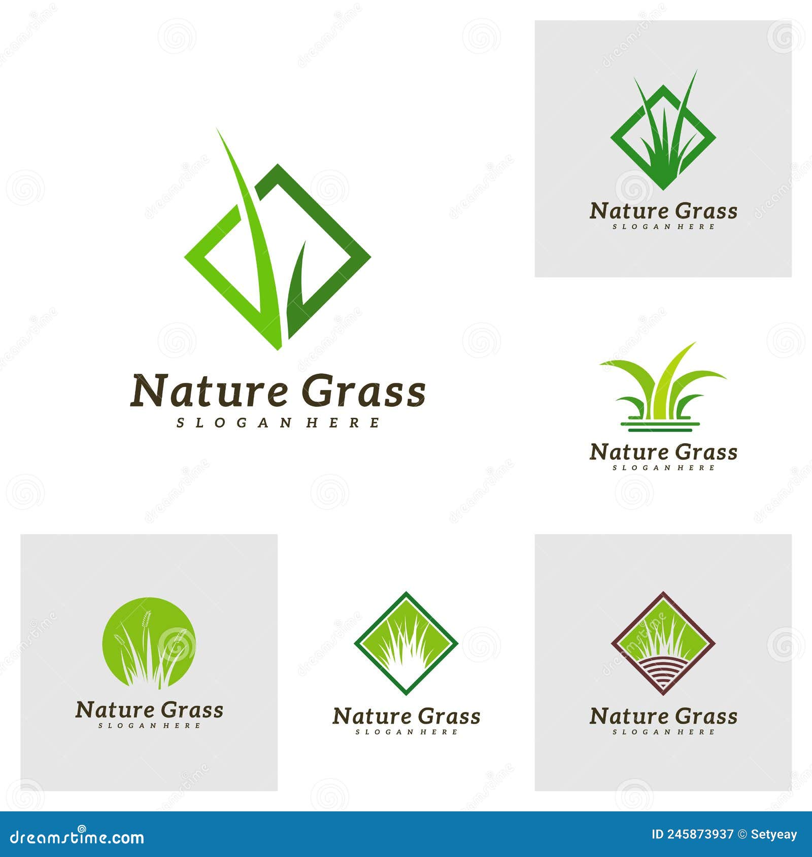 Set of Nature Grass Logo Design Vector, Creative Grass Logo Design ...