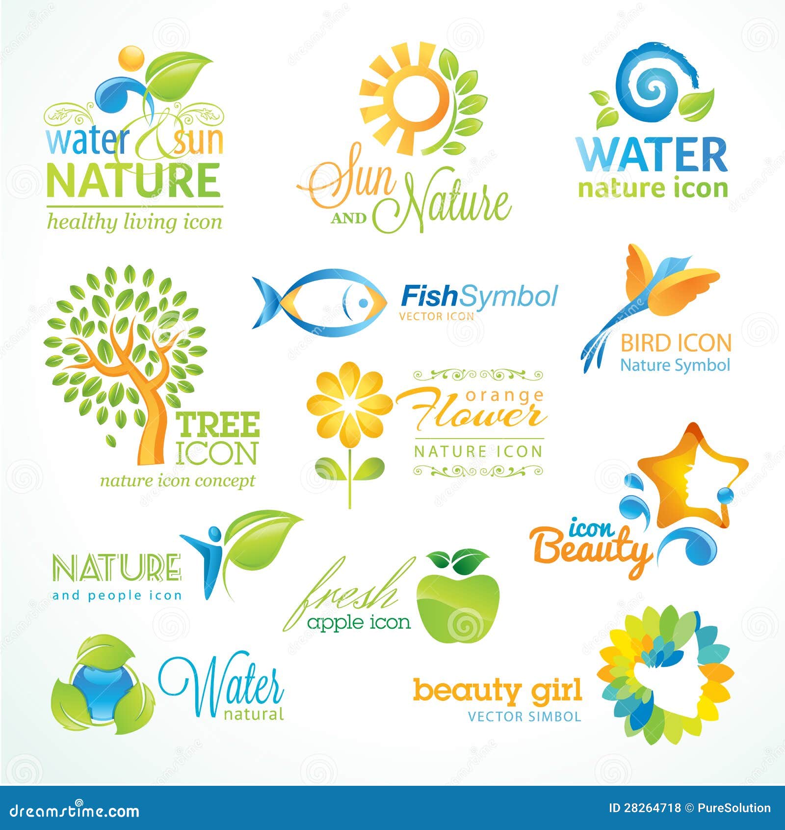 Set of nature icons stock vector. Illustration of fruit - 28264718