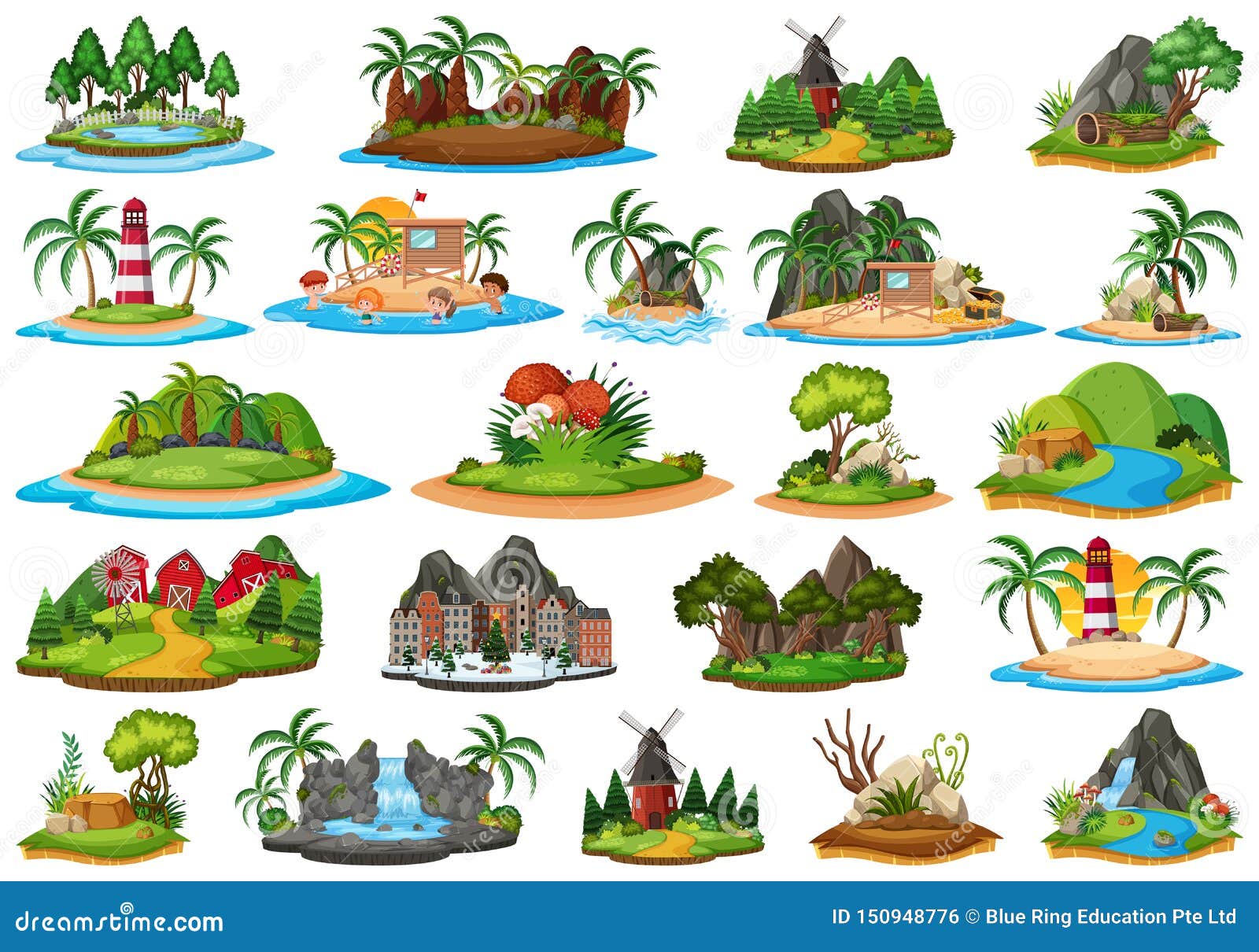 Set of nature island stock vector. Illustration of graphic - 150948776