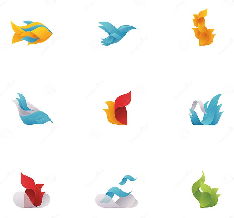 Vector Abstract Nature Elements Stock Vector - Illustration of plant ...