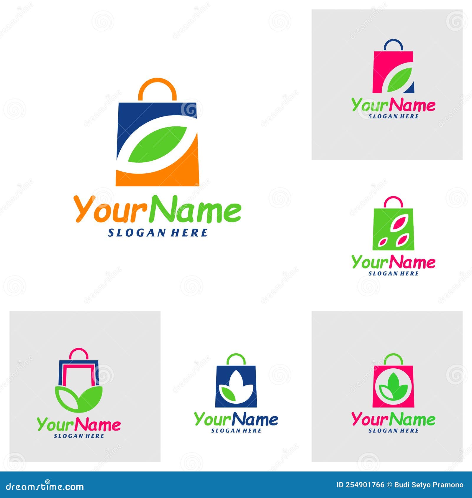 Set of Nature Shop Logo Design Template. Leaf Shop Logo Concept Vector ...