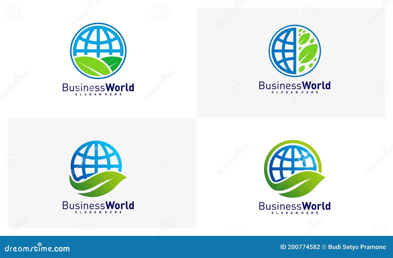 Set of Nature World Logo Design Vector, Colorful World Logo Design ...