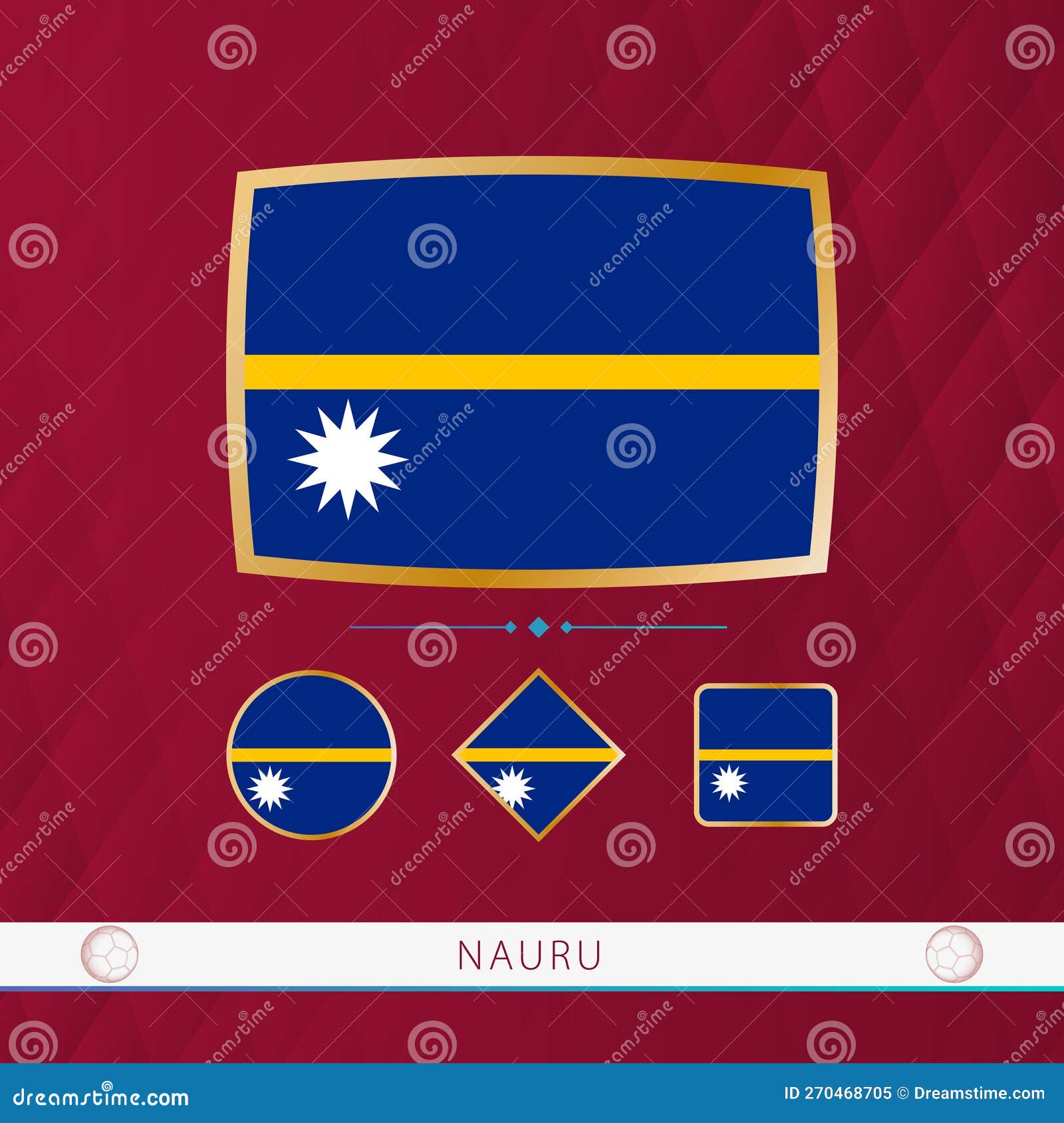 Set of Nauru Flags with Gold Frame for Use at Sporting Events on a ...