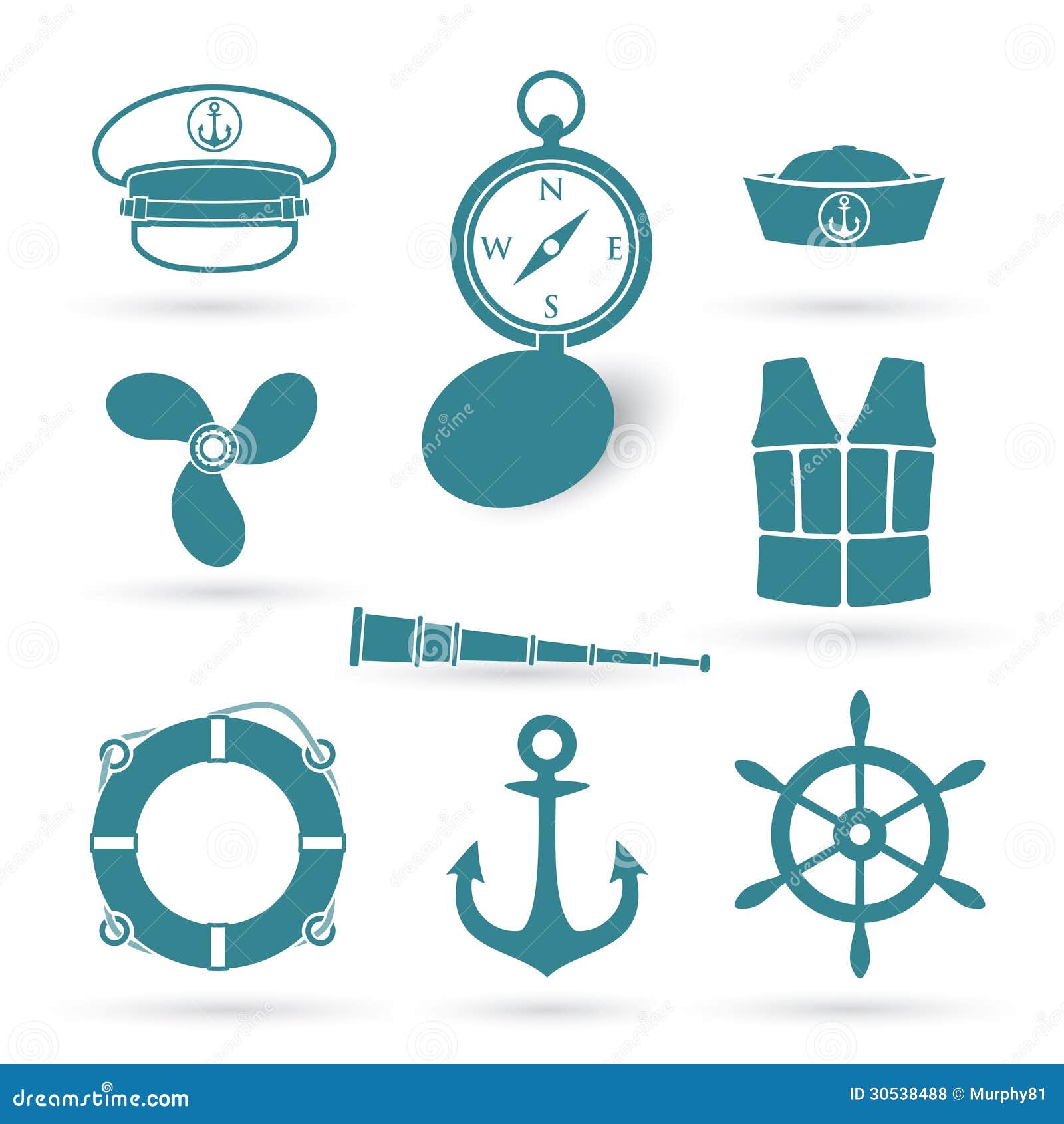 Set of nautic symbols stock vector. Illustration of graphic - 30538488