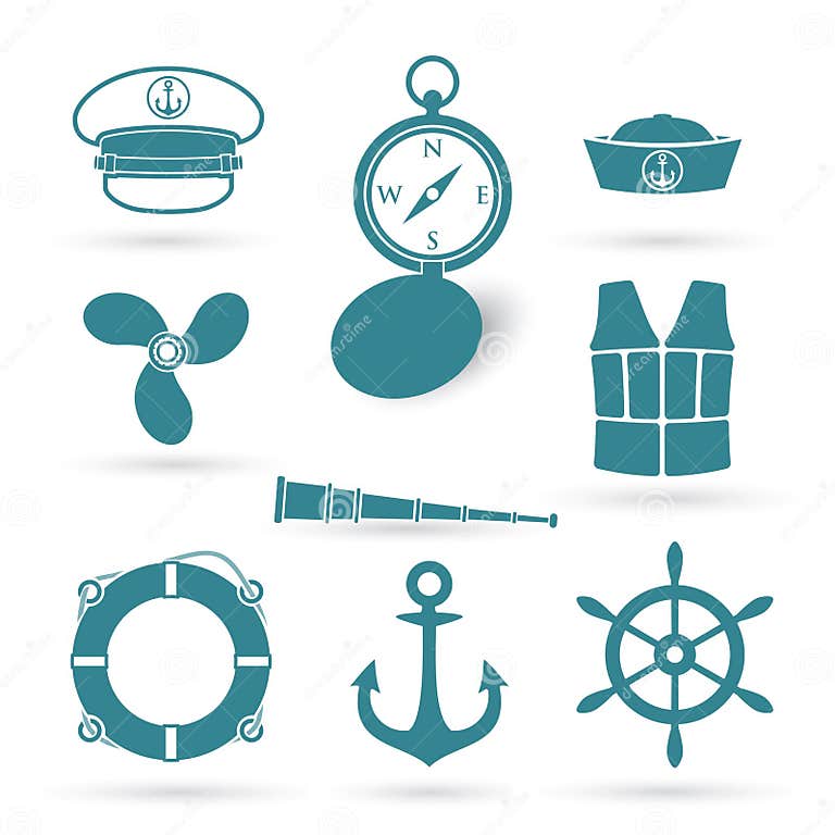 Set of nautic symbols stock vector. Illustration of graphic - 30538488