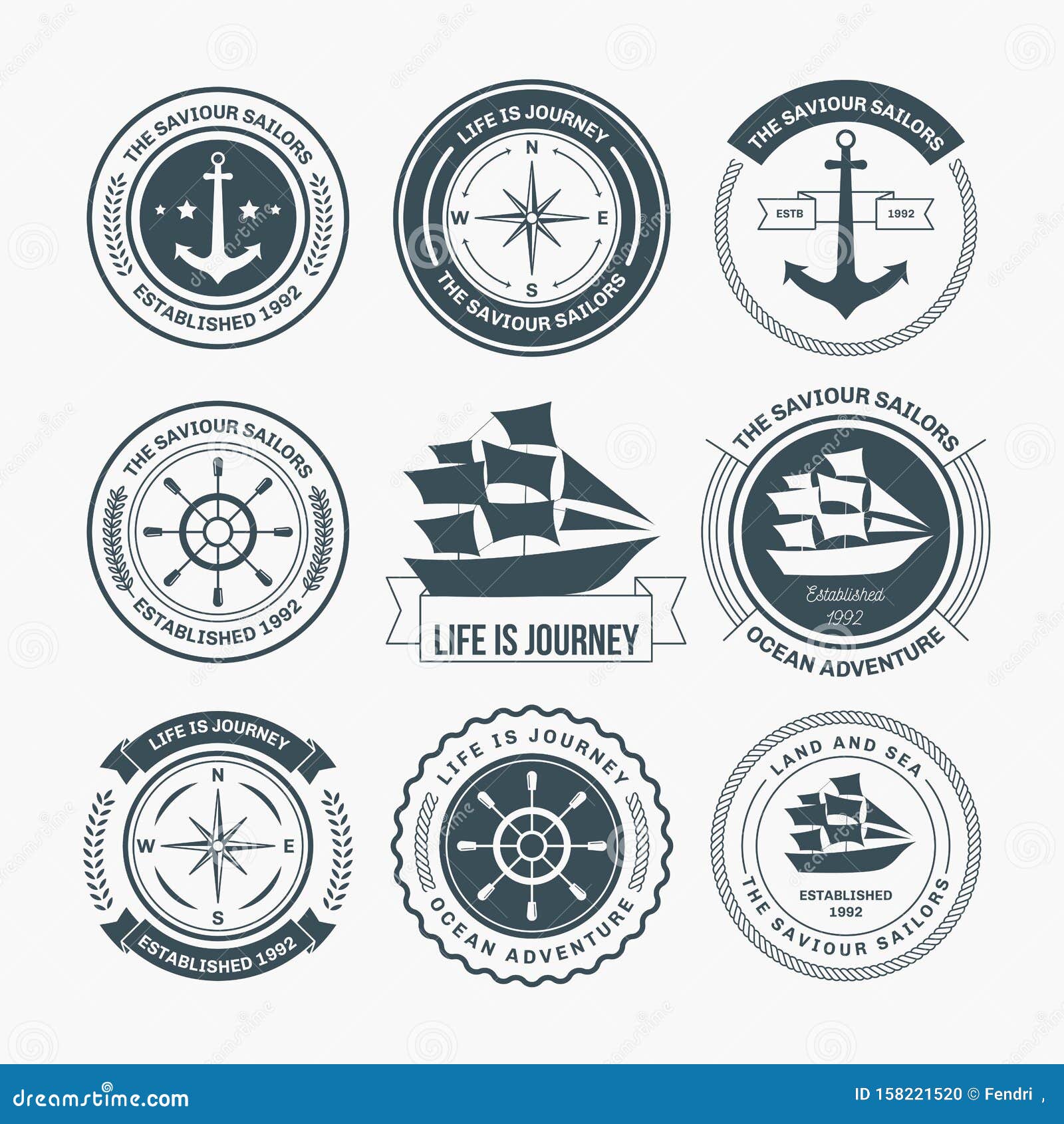 NAUTICAL BADGES DESIGN stock vector. Illustration of anchor - 158221520
