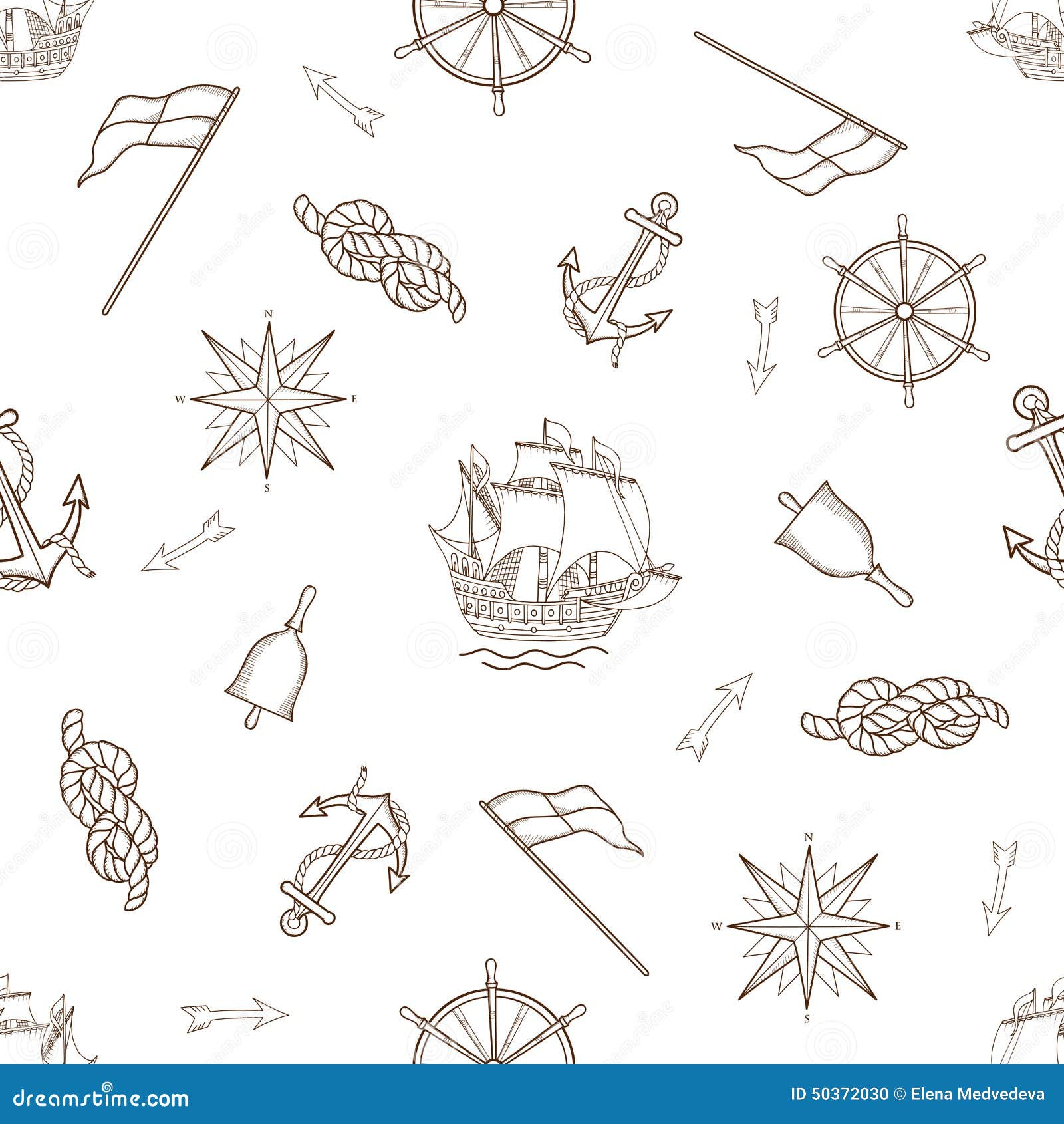 Set of Nautical Design Elements Stock Vector - Illustration of fantasy ...