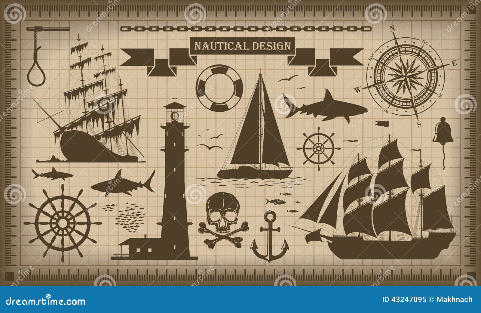 Set of Nautical Design Elements, Vector EPS10 Stock Vector ...