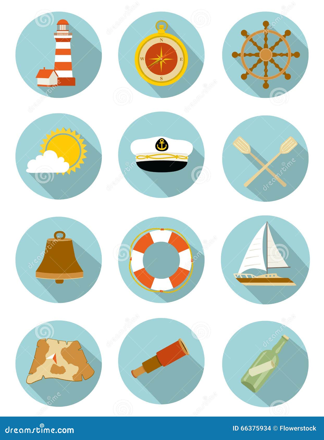 Set of nautical icons stock vector. Illustration of navigation - 66375934
