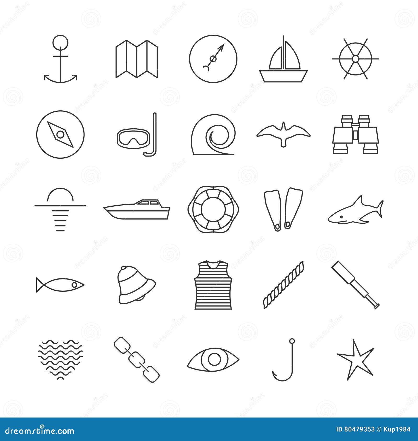 Set of Nautical Icons, Vector Illustration. Stock Vector - Illustration ...