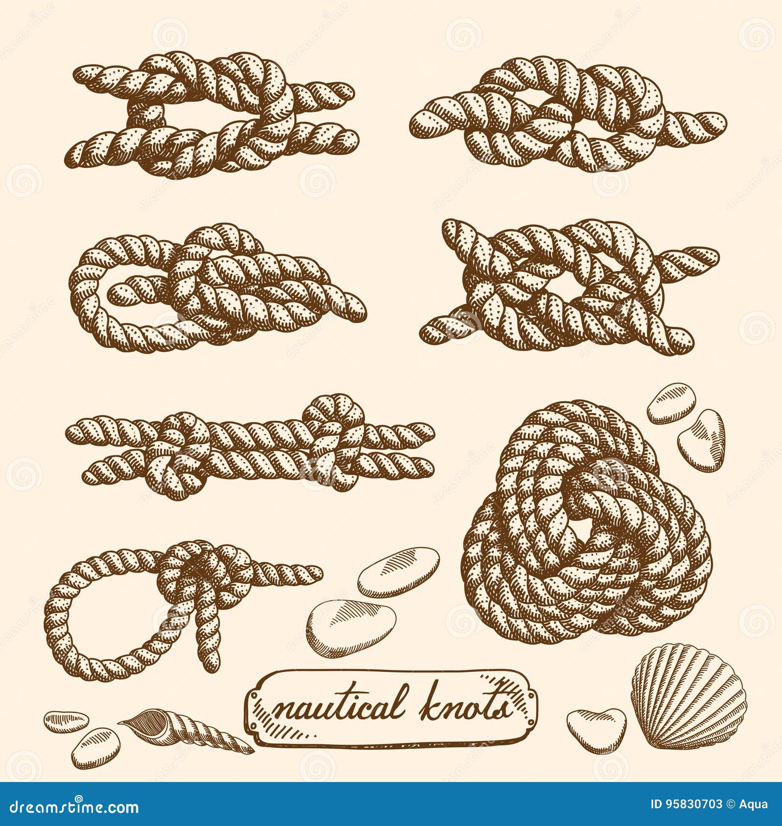 Set of nautical knots stock vector. Illustration of freehand - 95830703