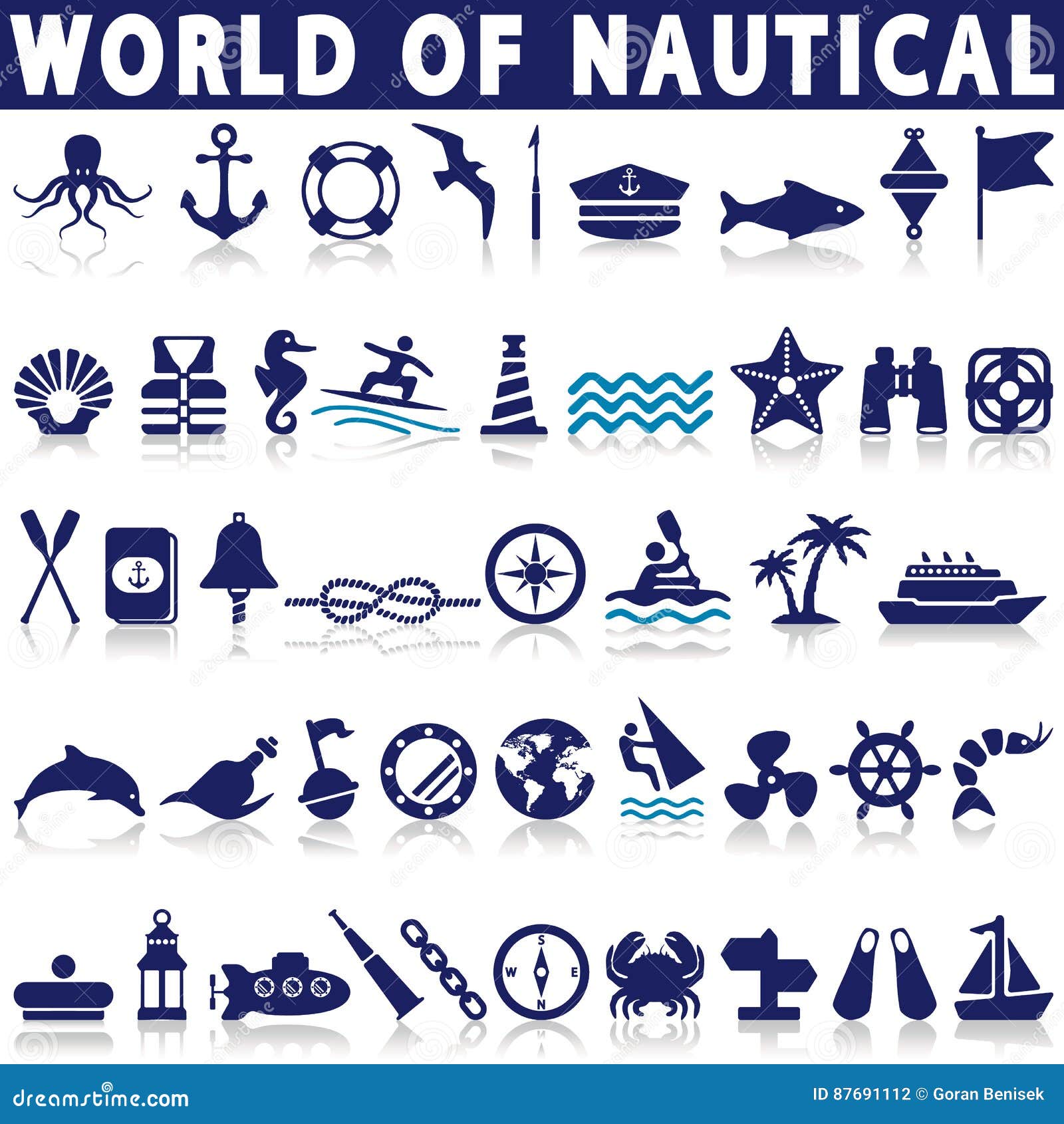 Set Of Nautical Or Naval Icons Stock Vector - Illustration of navigate ...