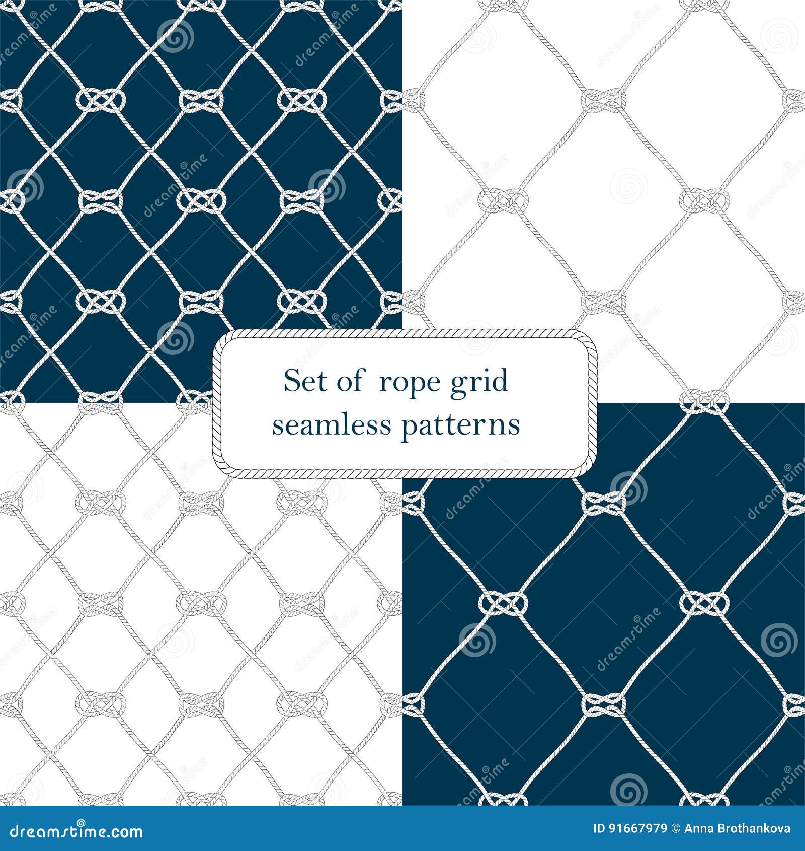 Set of Nautical Rope Seamless Fishnet Patterns Stock Vector ...