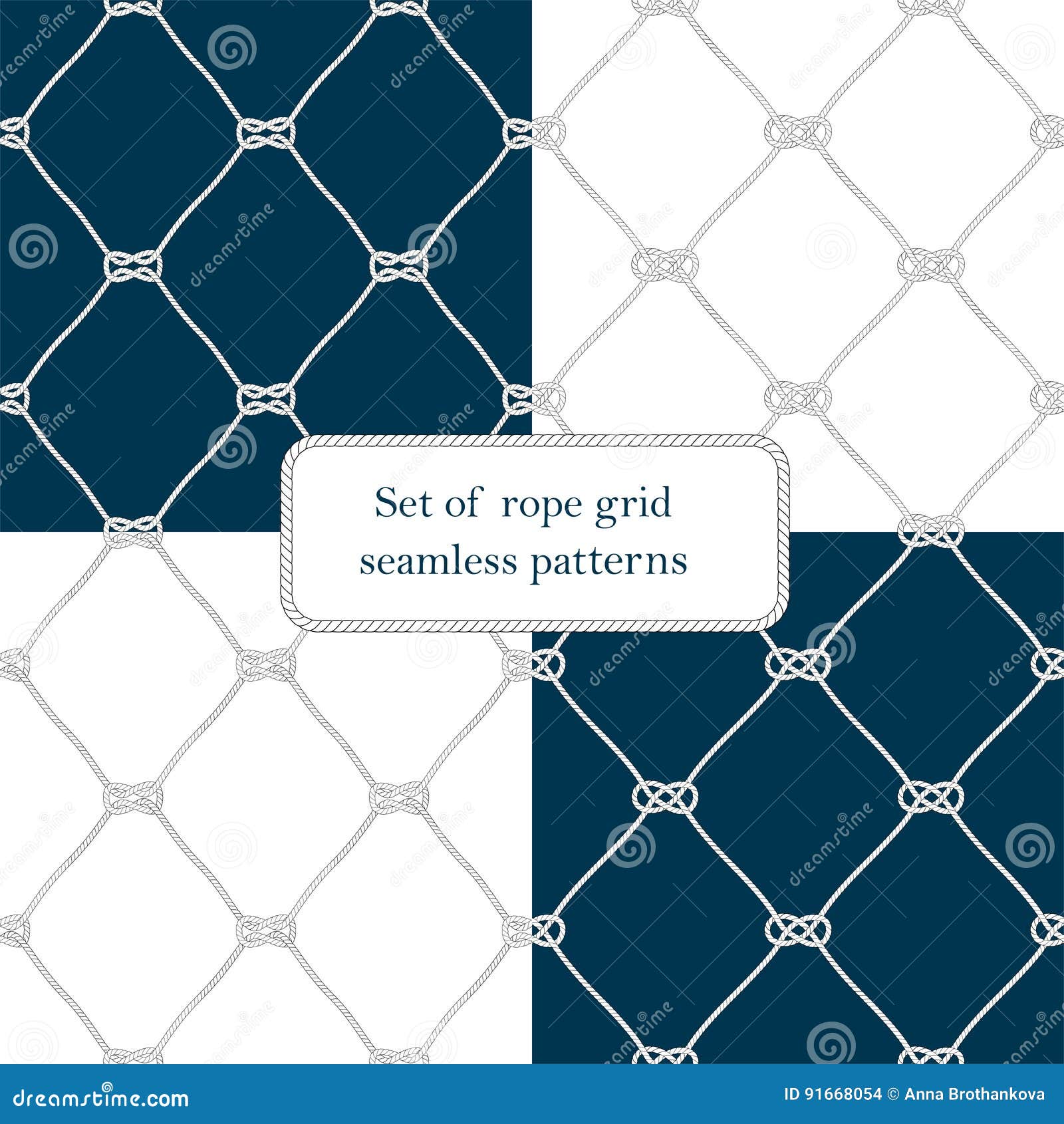 Set of Nautical Rope Seamless Fishnet Patterns Stock Vector ...