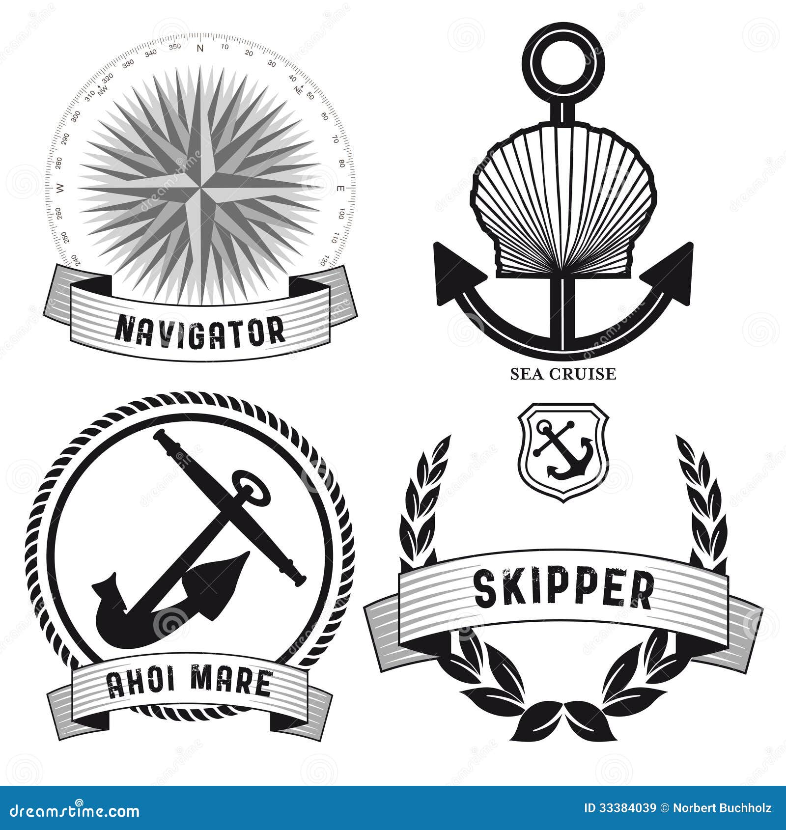 Set of nautical signs stock vector. Illustration of decoration - 33384039