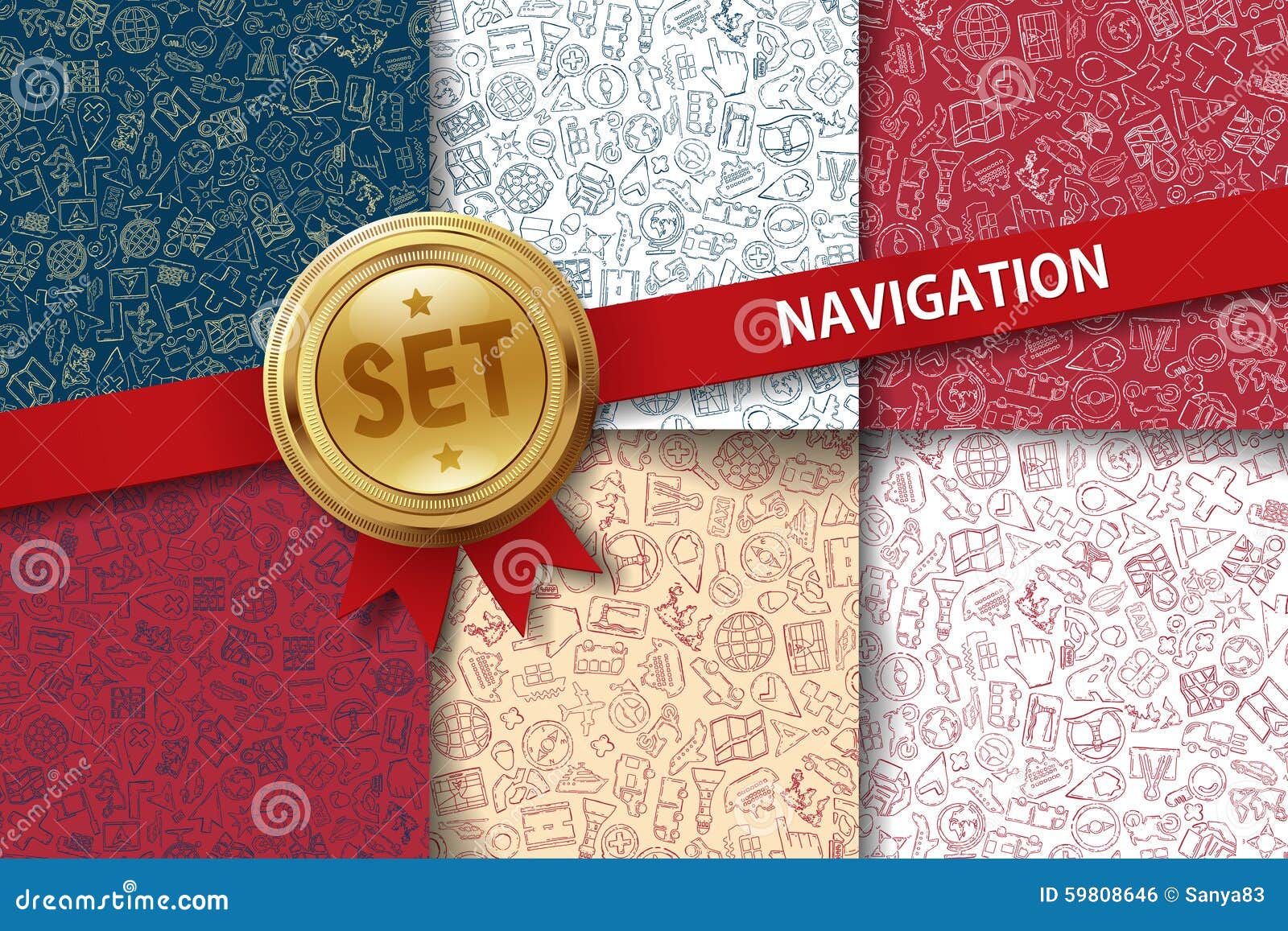 Set of Navigation Backgrounds with Doodle Icons in Stock Vector ...