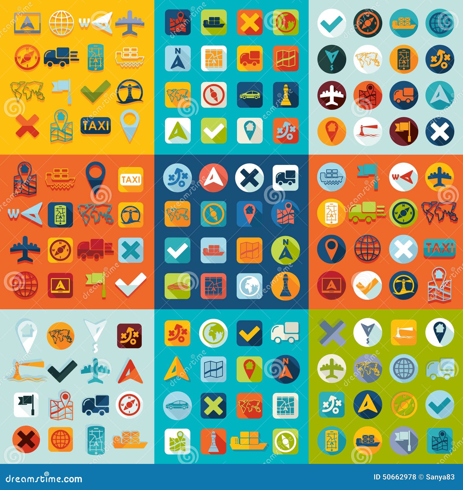 Set of navigation icons stock vector. Illustration of collection - 50662978