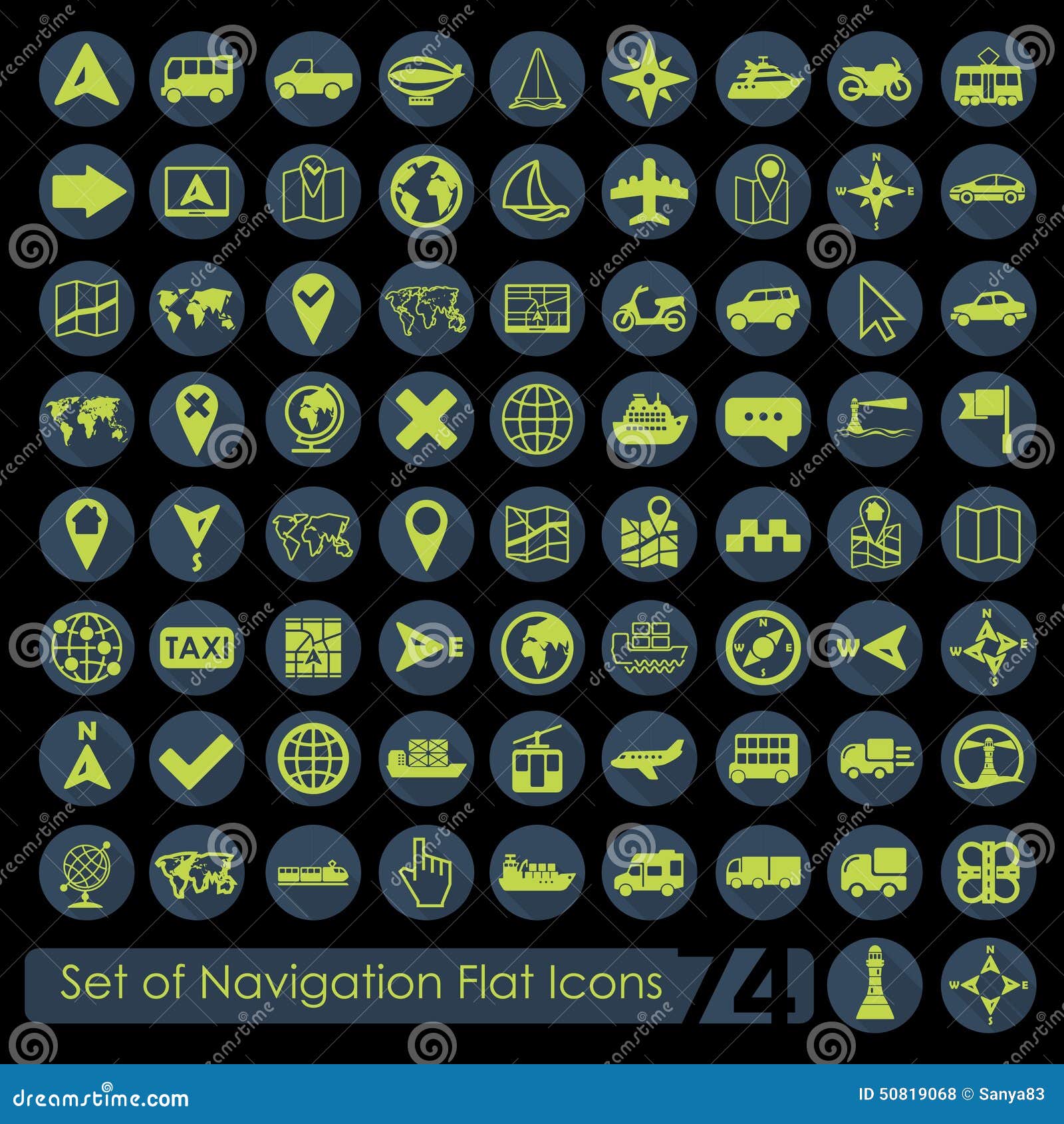 Set of navigation icons stock illustration. Illustration of compass ...