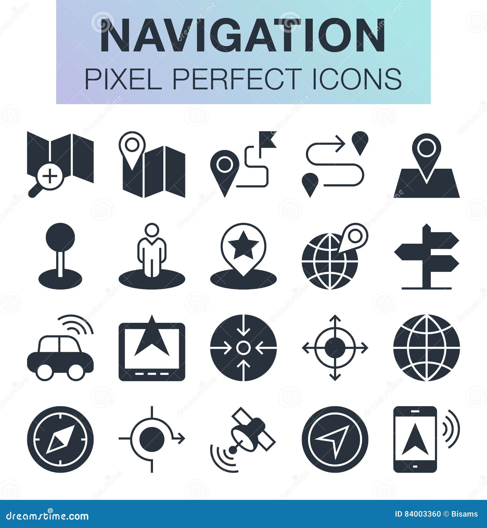 Set of navigation icons. stock vector. Illustration of social - 84003360