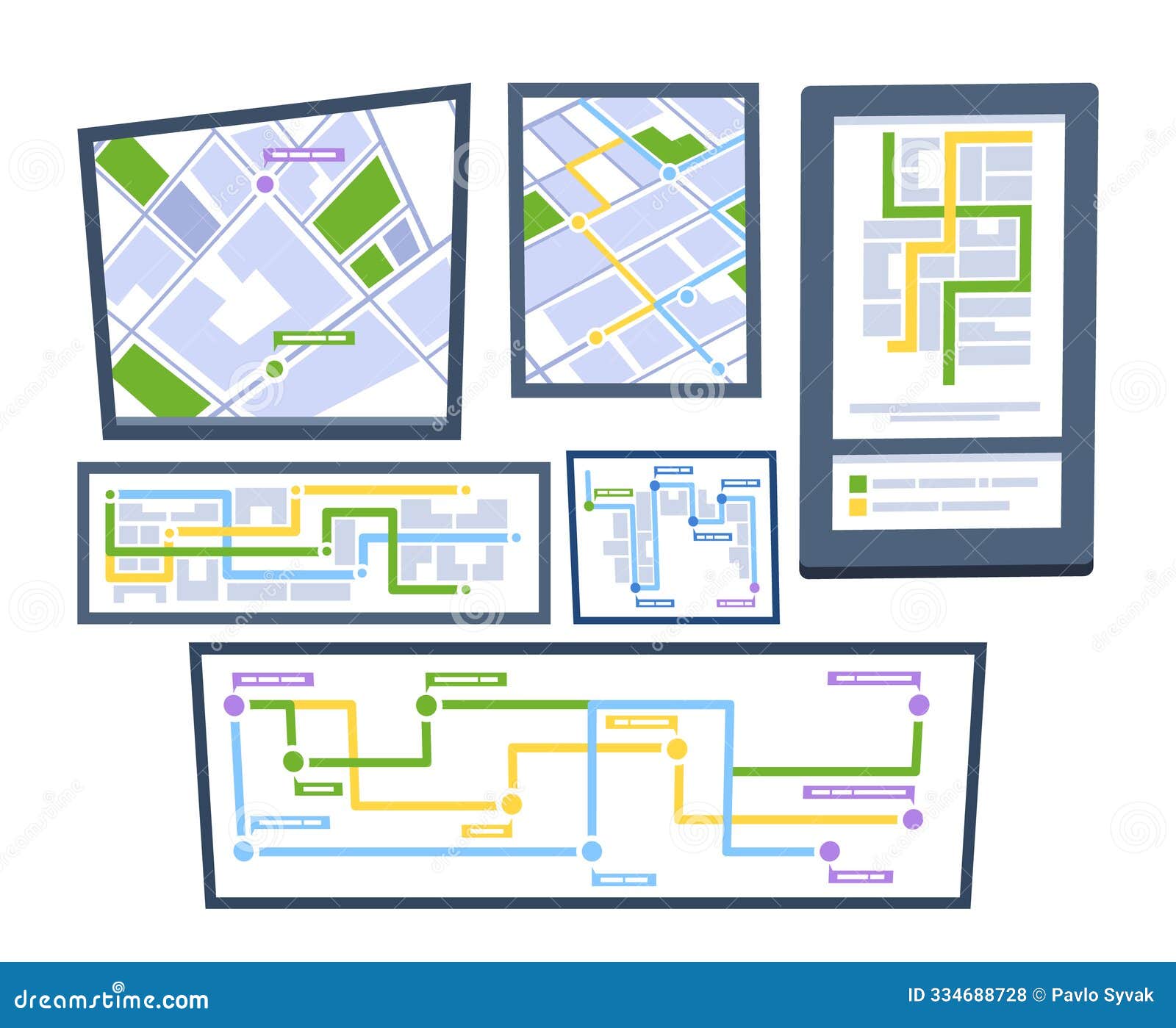 Set of Navigation Maps Displayed on Different Digital Devices ...