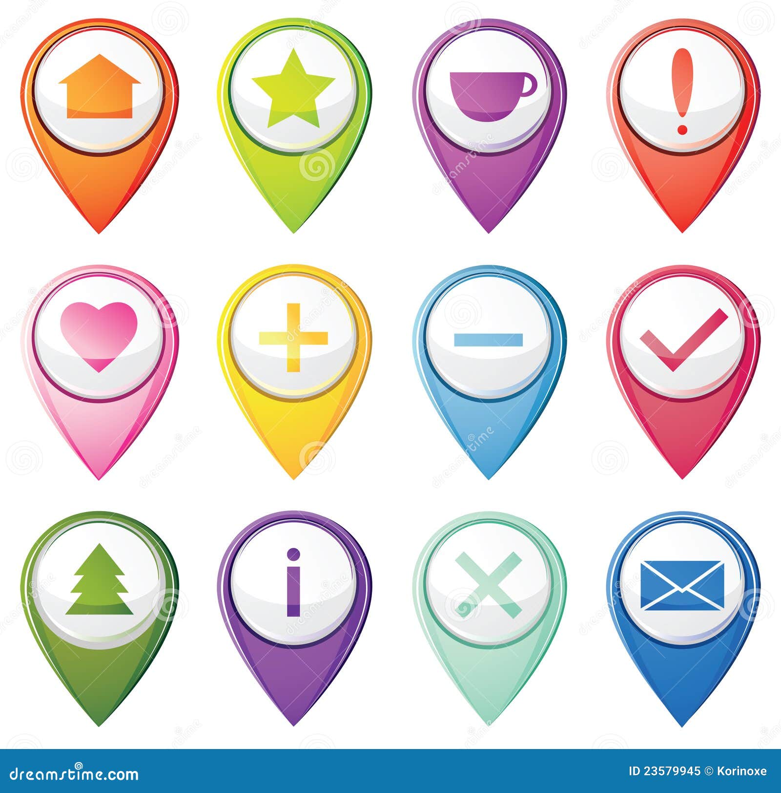 Set of navigation pins stock vector. Illustration of hotel - 23579945