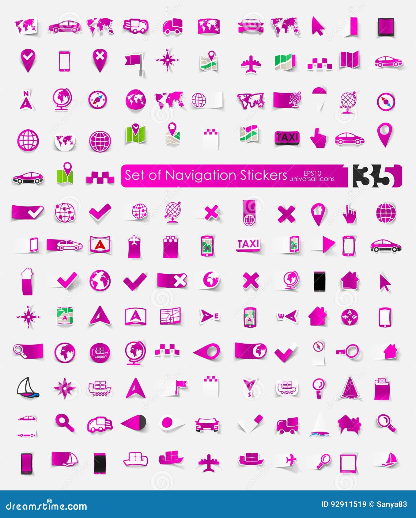 Set of navigation stickers stock vector. Illustration of landmark ...