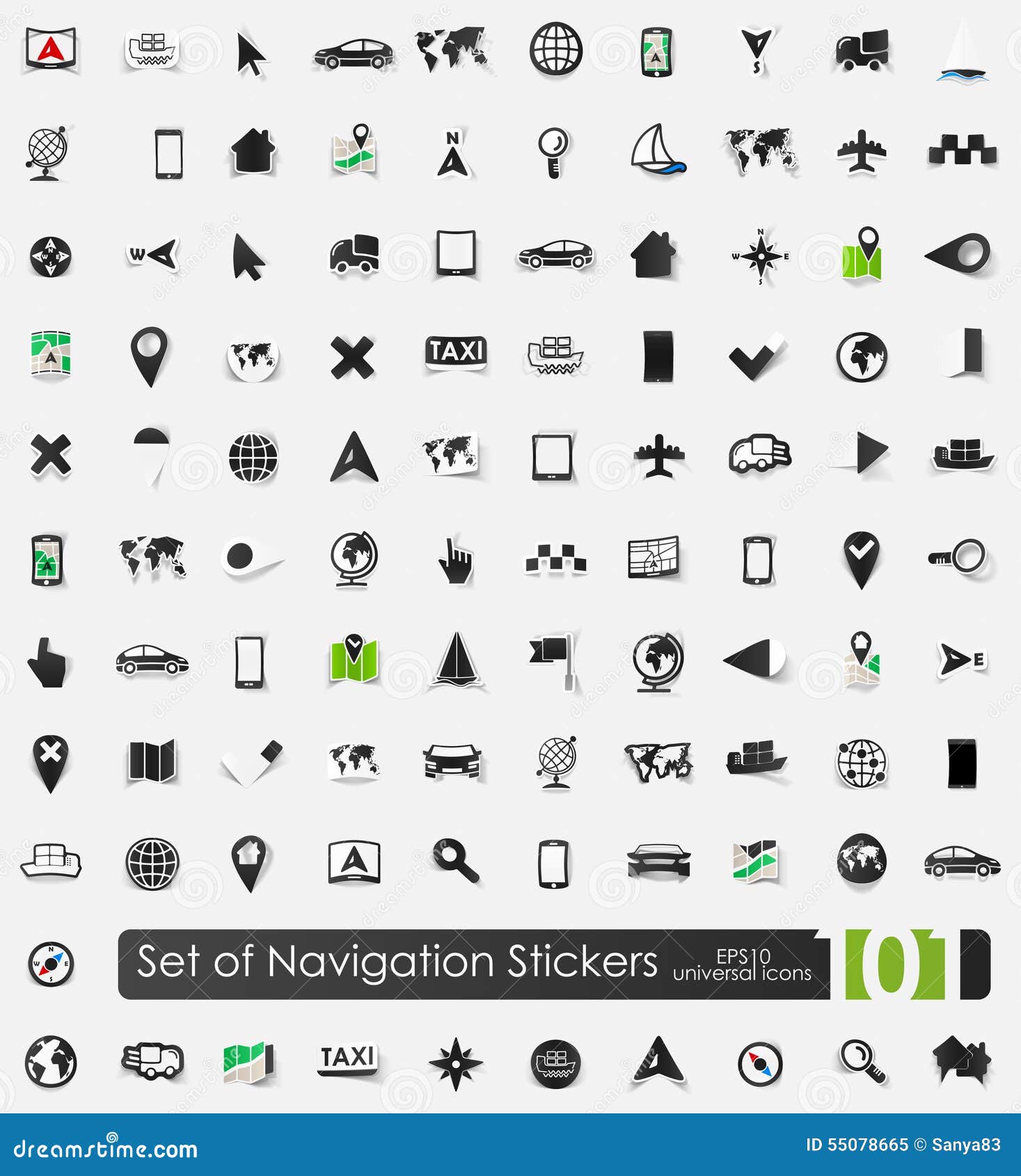 Set of navigation stickers stock vector. Illustration of label - 55078665