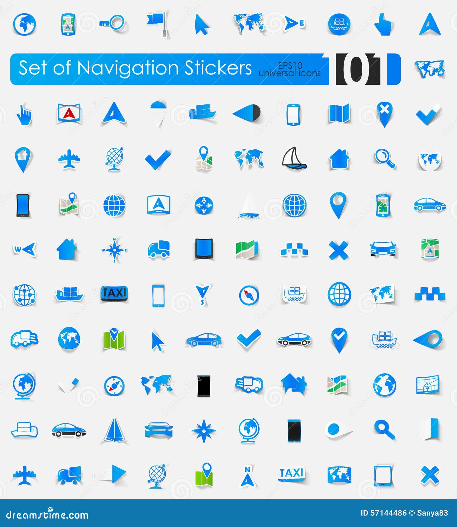 Set of navigation stickers stock vector. Illustration of geometric ...