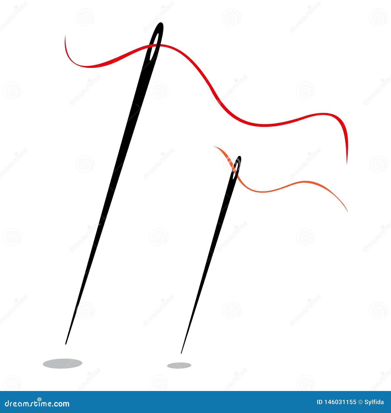 Set of Needles with Thread. Vector Stock Illustration - Illustration of ...