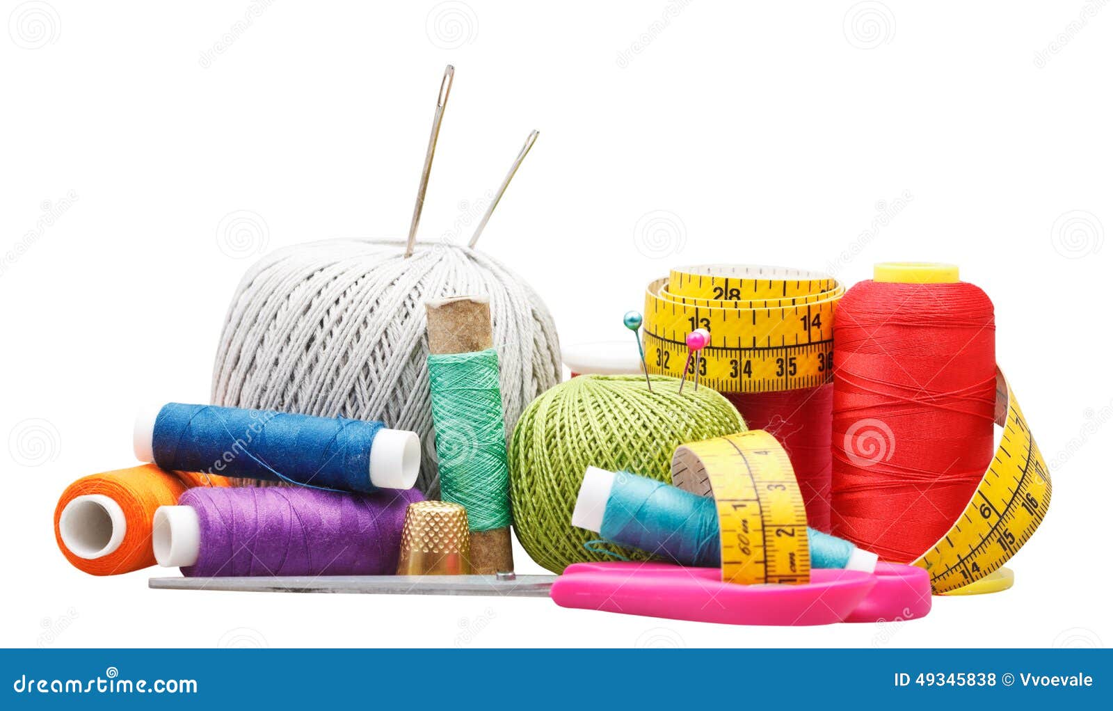 Set of Needlework Objects Isolated on White Stock Photo - Image of ...