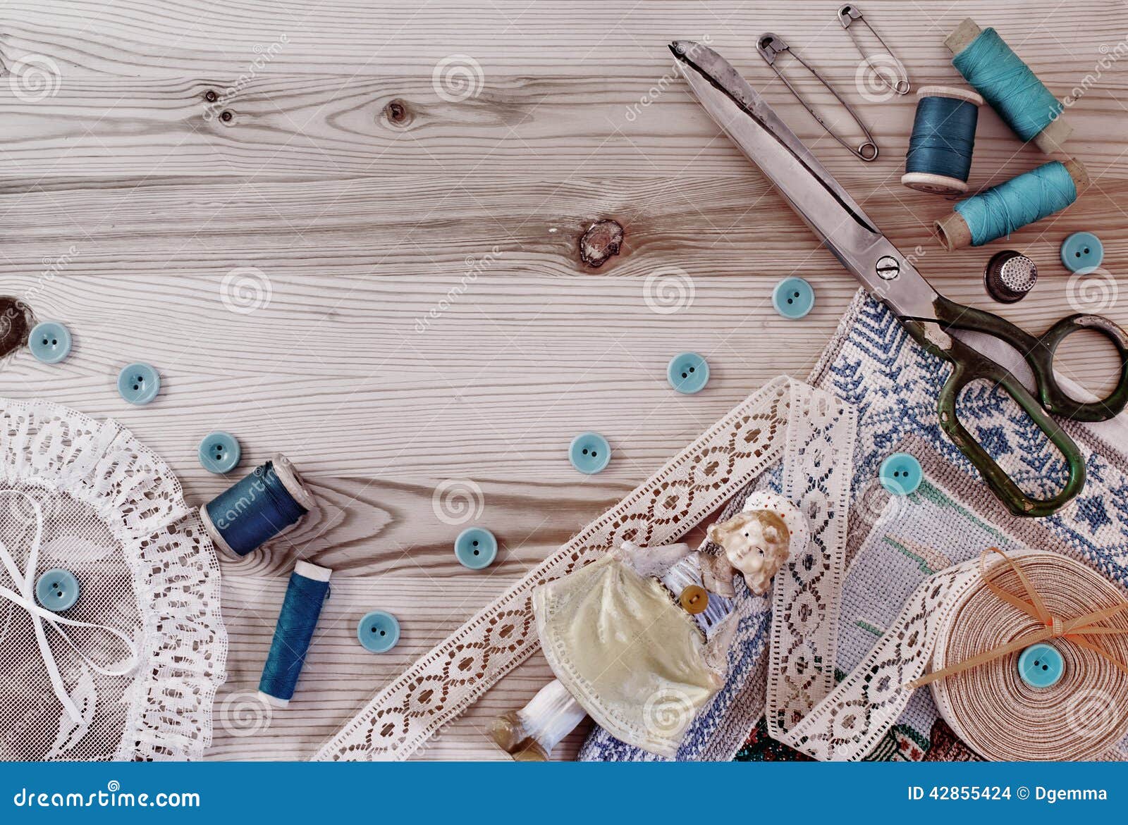 Set for needlework stock photo. Image of bobbin, doll - 42855424