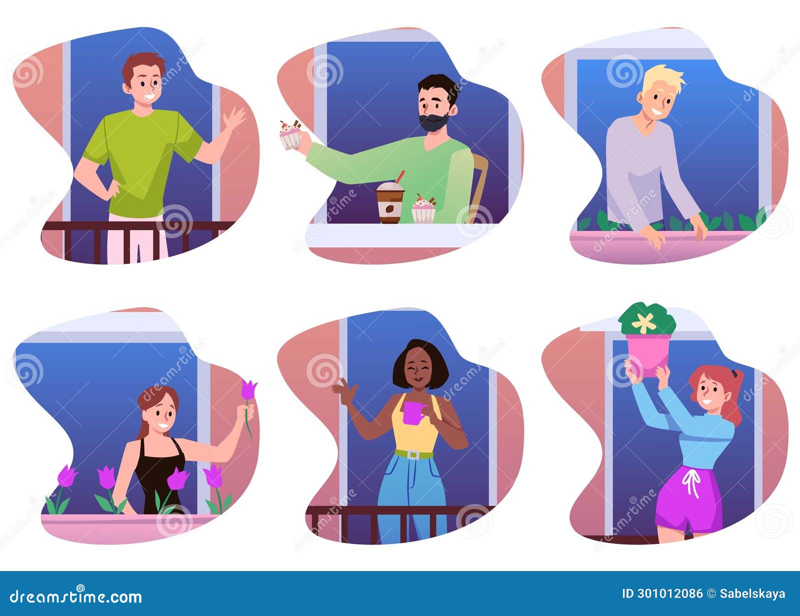 Set of Neighbors Interacting with Each Other through Windows, Flat ...