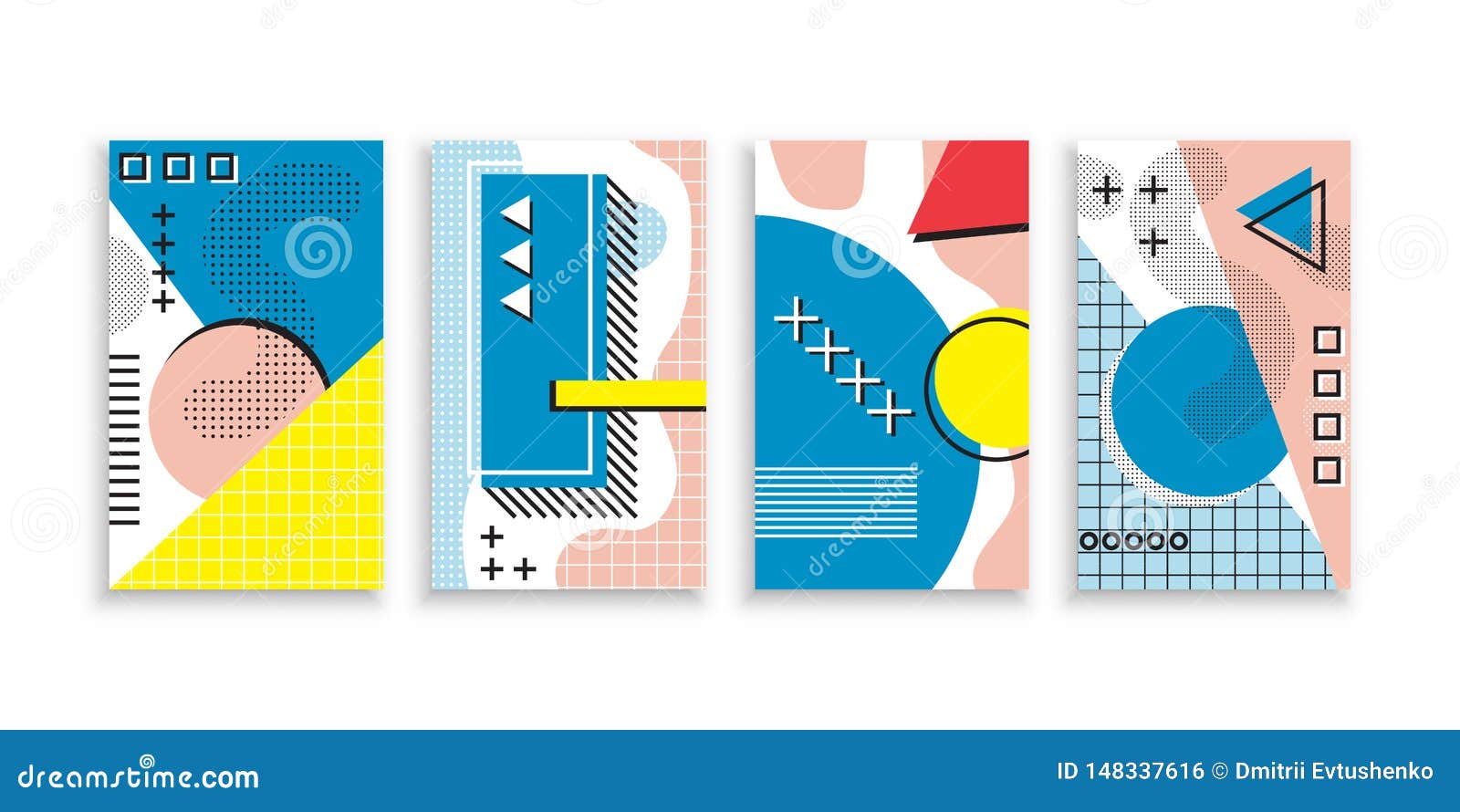 Set of Neo Memphis Style Covers. Collection of Cool Bright Covers ...