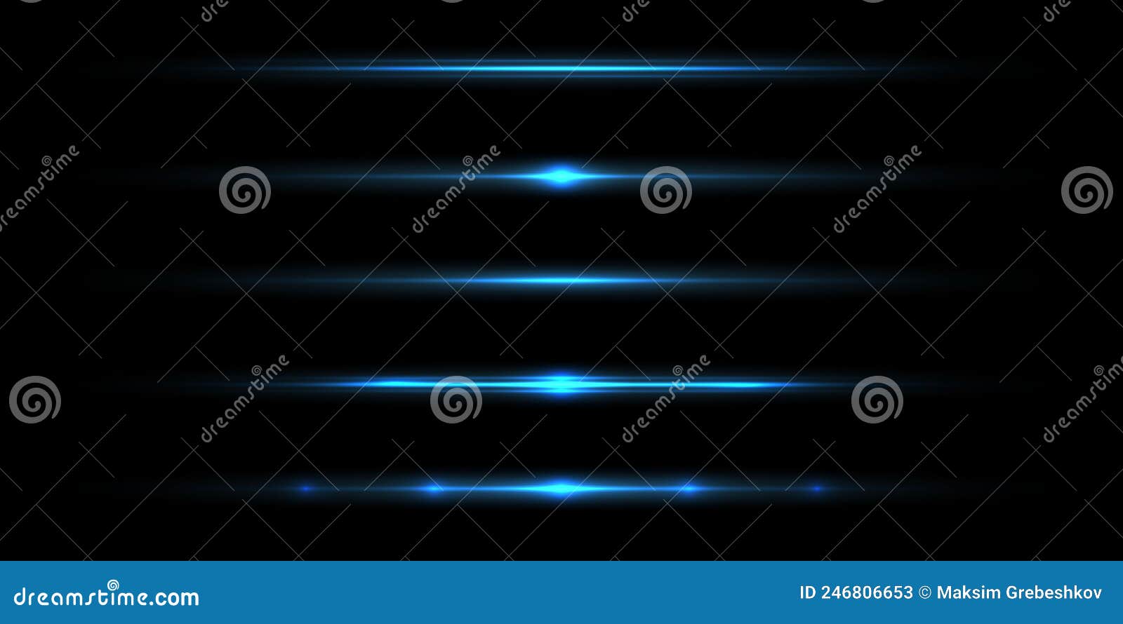 Set of Neon Blue Lens Flares. Glow Light Effect Stock Vector ...