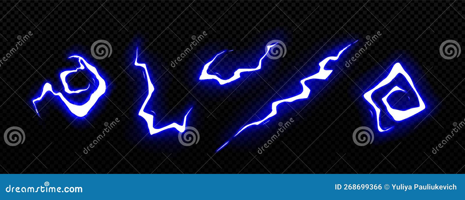 Set of Neon Blue Lightning Strike Effects Stock Illustration ...