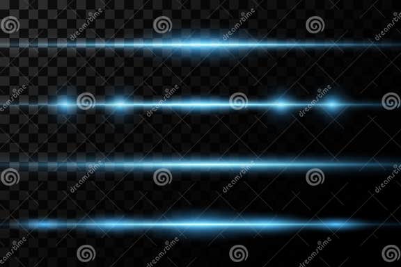 Set of Neon Blue Lines and Flashes on a Transparent Background. Stock ...