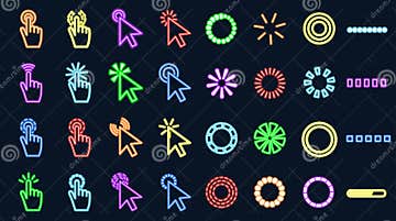 Set of neon cursors stock vector. Illustration of select - 274928917
