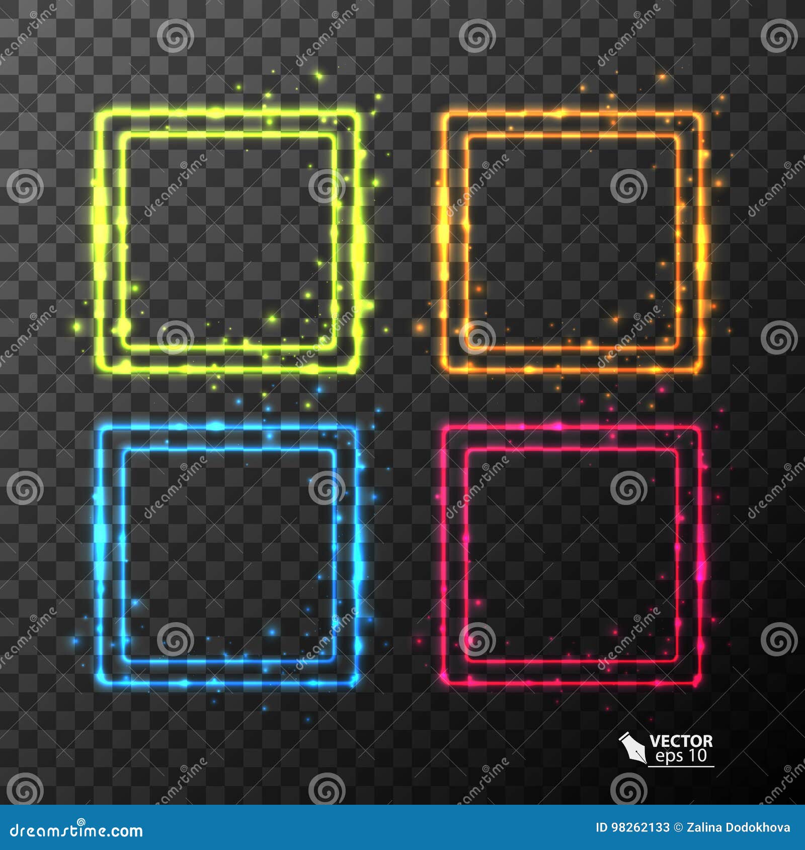 Set of Neon Frames with Different Color Stock Vector - Illustration of ...
