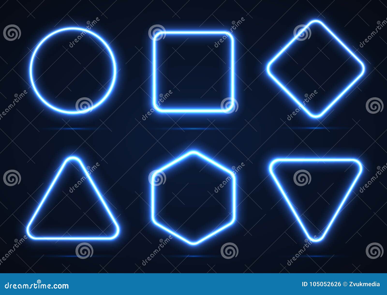 A Set of Neon Geometric Shapes. Stock Vector - Illustration of frame ...