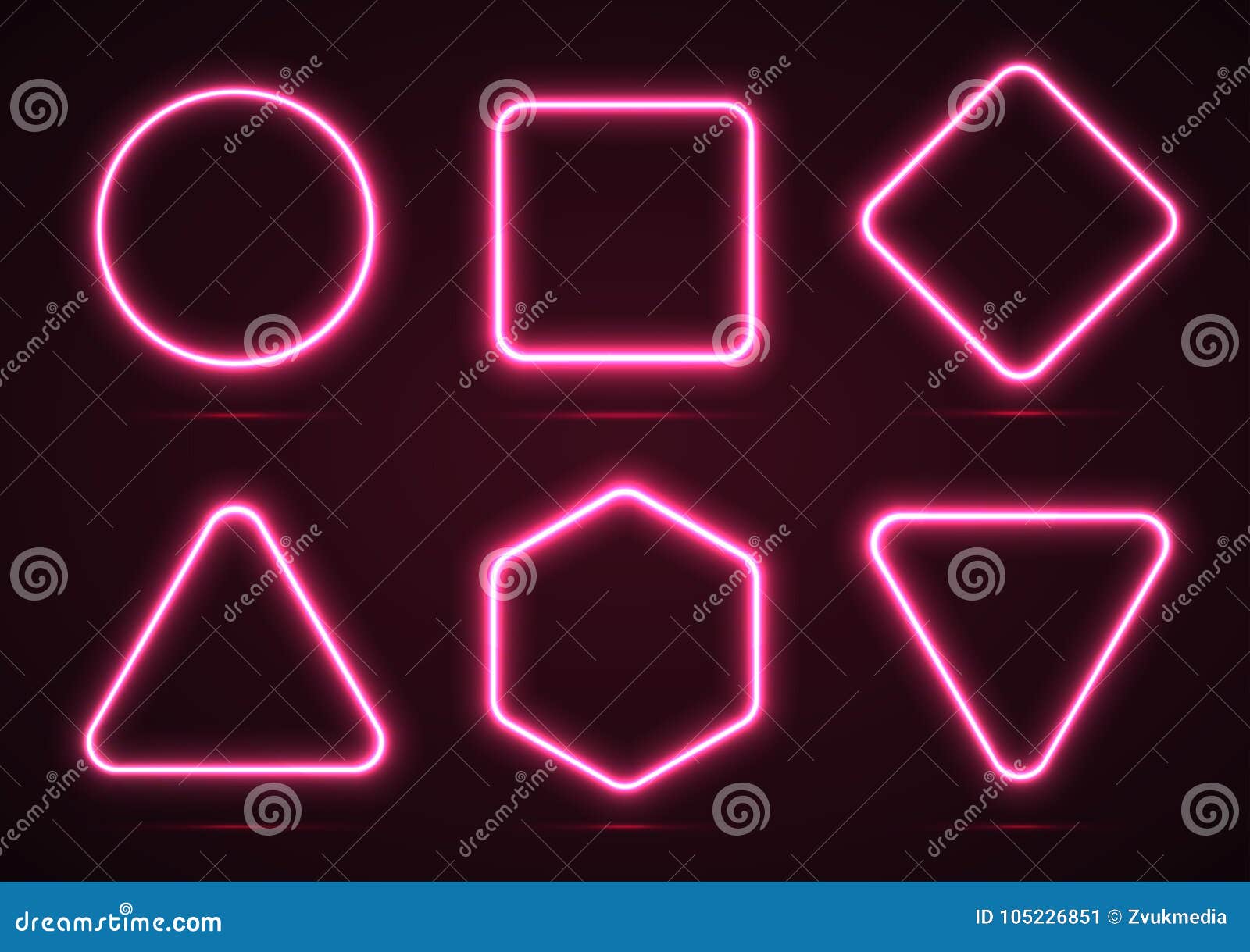 A Set of Neon Geometric Shapes. Stock Vector - Illustration of retro ...