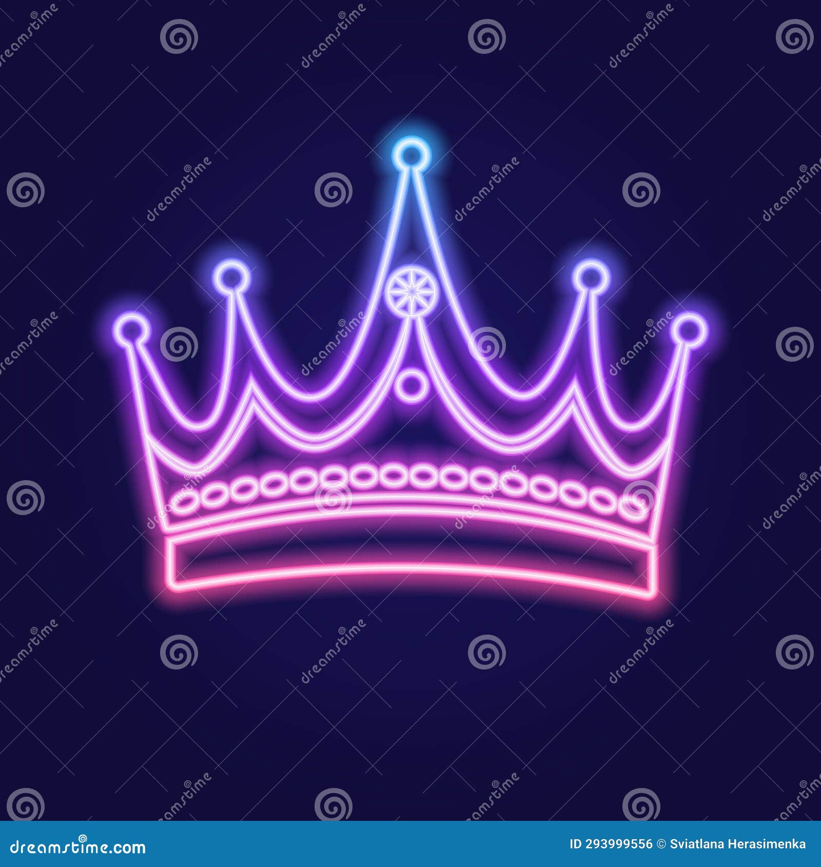 A Set of Neon Gradient Crowns. Vector Illustration Stock Vector ...