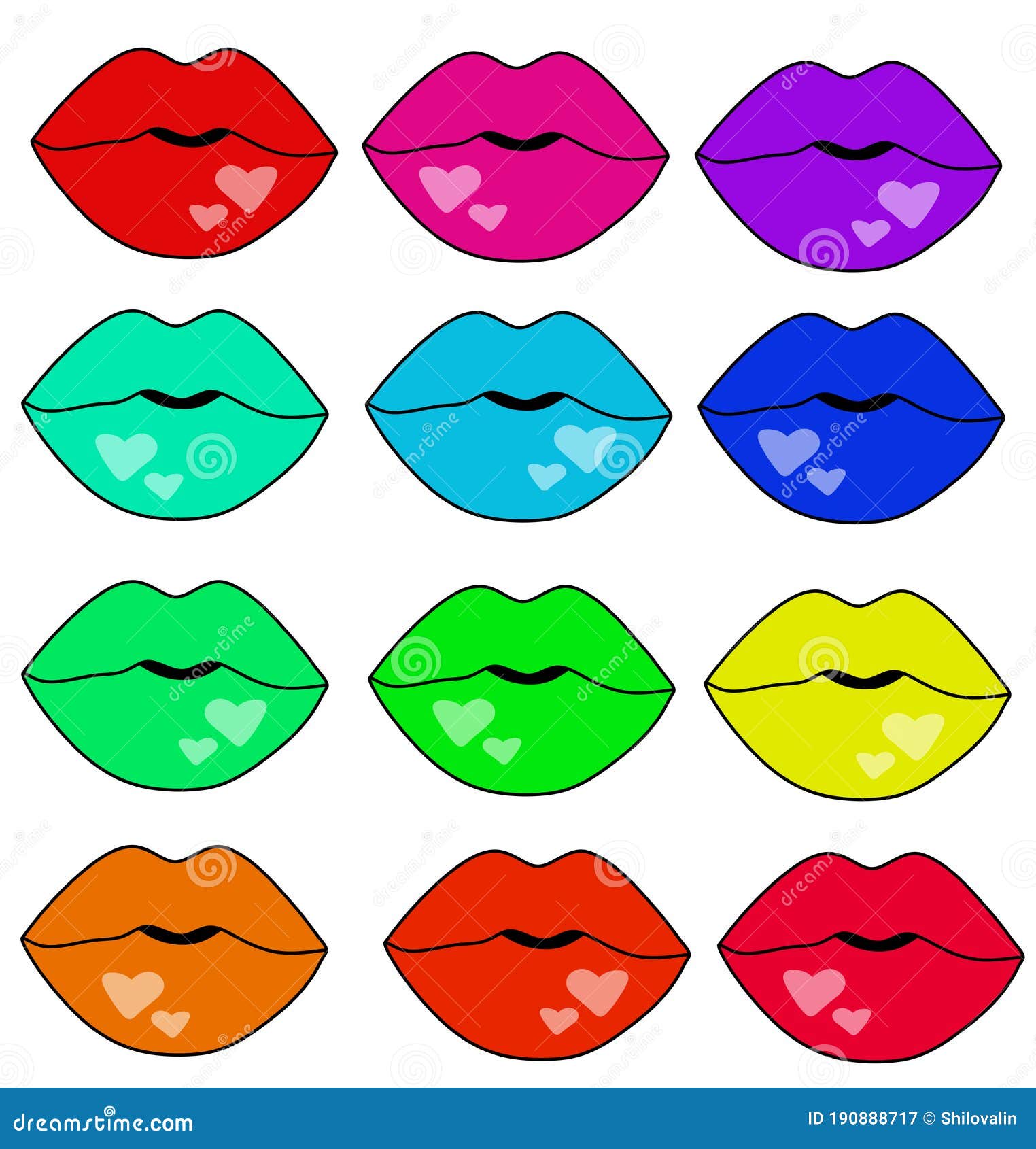 Set of 12 Neon Multi-colored Bright Attractive Lips.vector Stock Vector ... Set of 12 Neon Multi-colored Bright Attractive Lips.vector Stock Vector ...