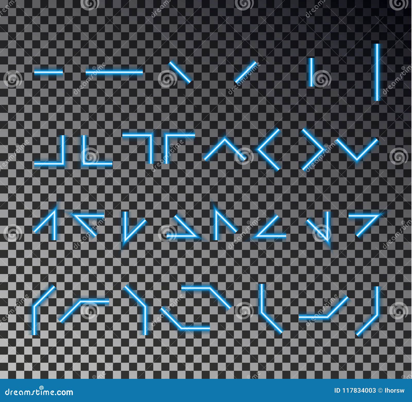 Set of Neon Pieces with Sharp Angle To Create Your Neon Shape. Light ...