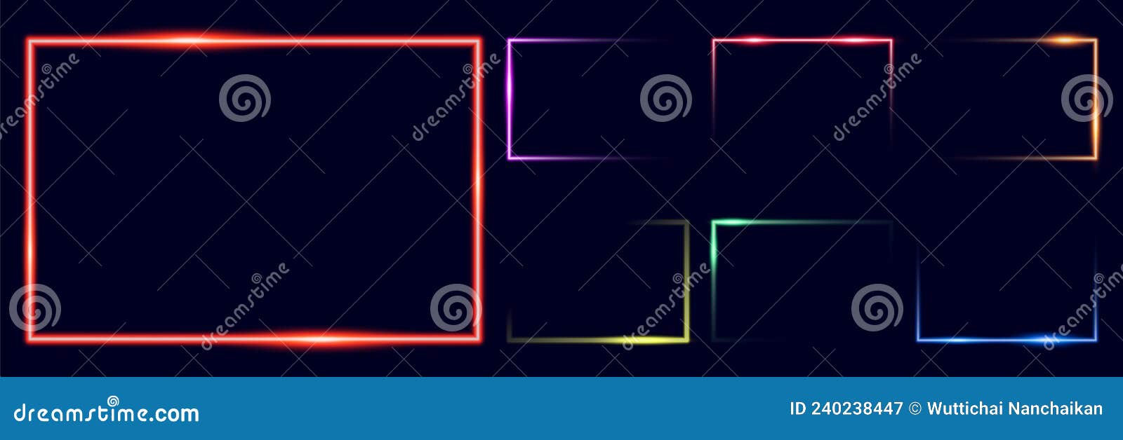 Set neon rectangle frame stock vector. Illustration of abstract - 240238447