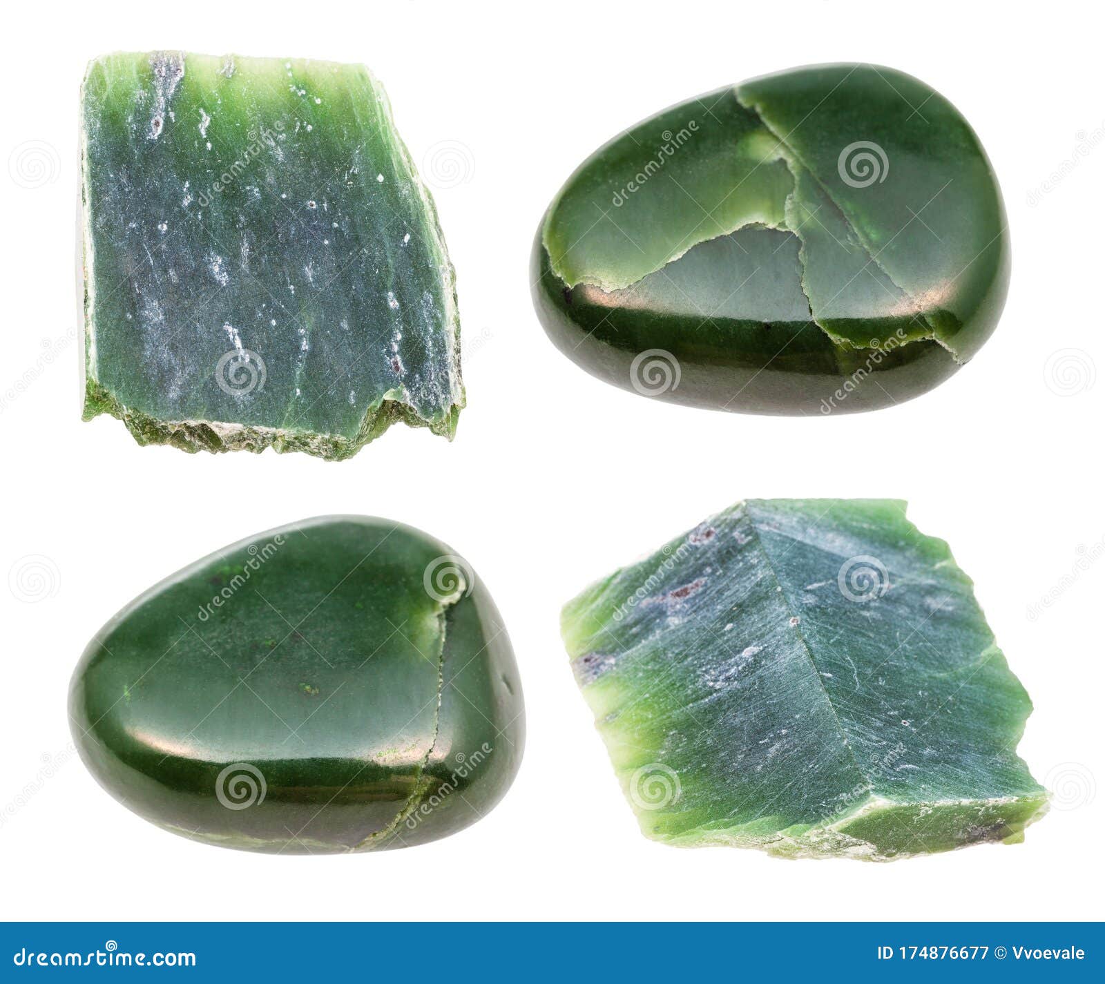 Set of Nephrite Gemstones Isolated on White Stock Image - Image of ...