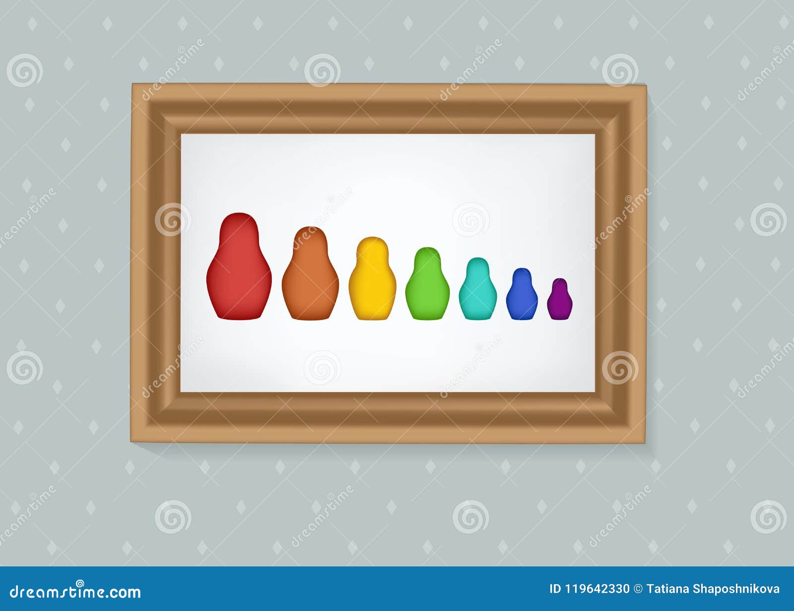 Set of Nesting Dolls in a Frame Stock Vector - Illustration of ornament ...