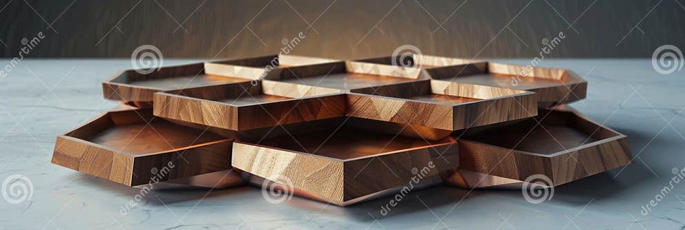 A Set of Nesting Hexagonal Serving Trays with Interlocking Patterns ...